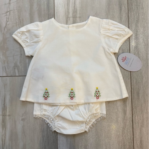 Baby Sen | Matching Sets | Nwt Baby Sen Ivory Christmas Tree Stitched ...